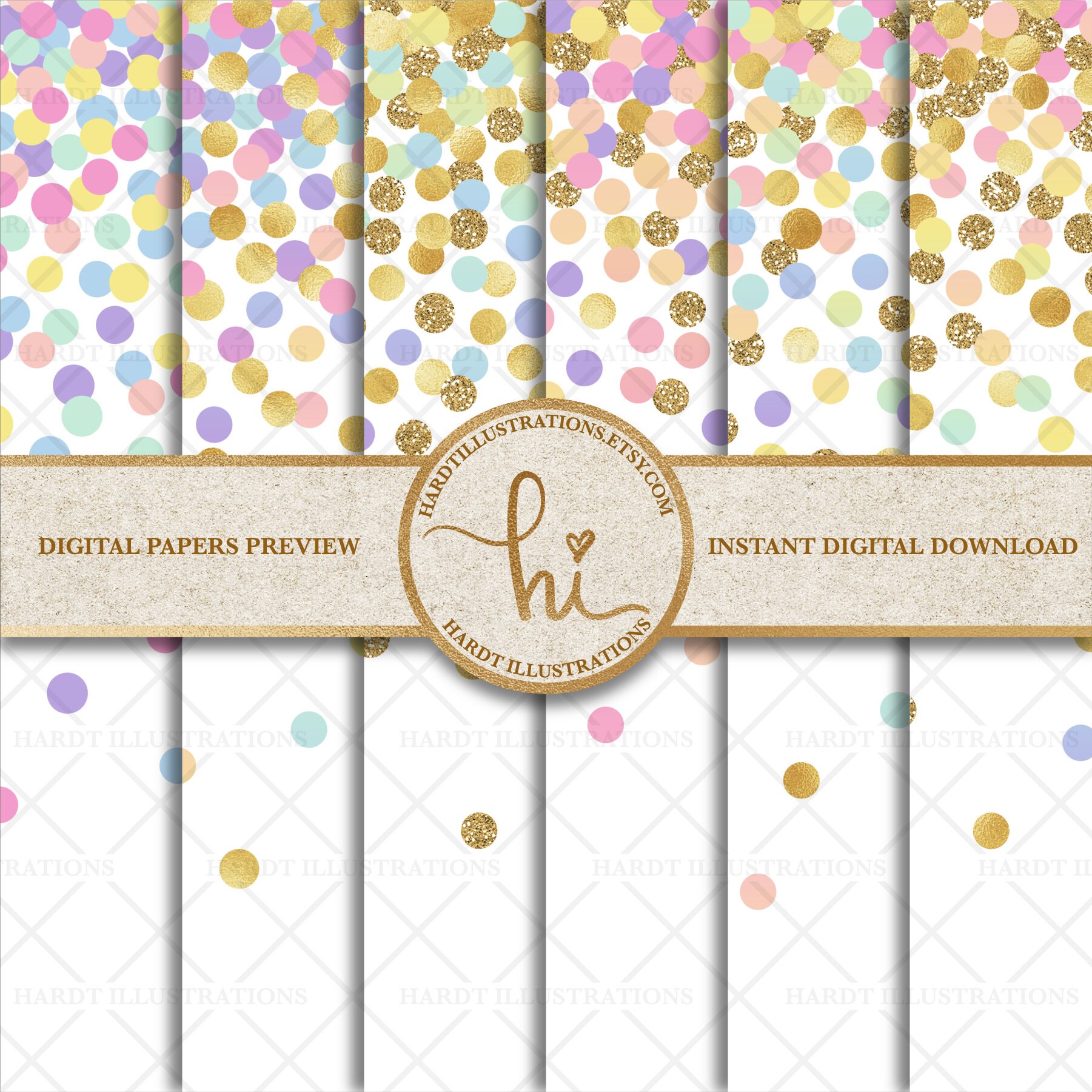 Pastel Rainbow Confetti Digital Paper Falling Confetti | Etsy