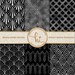 Black & Silver Foil Art Deco Digital Paper, Geometric Design, Vintage ...