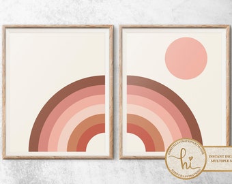 Rainbow Art Prints Set of 2 PRINTABLE Wall Art Minimalist | Etsy