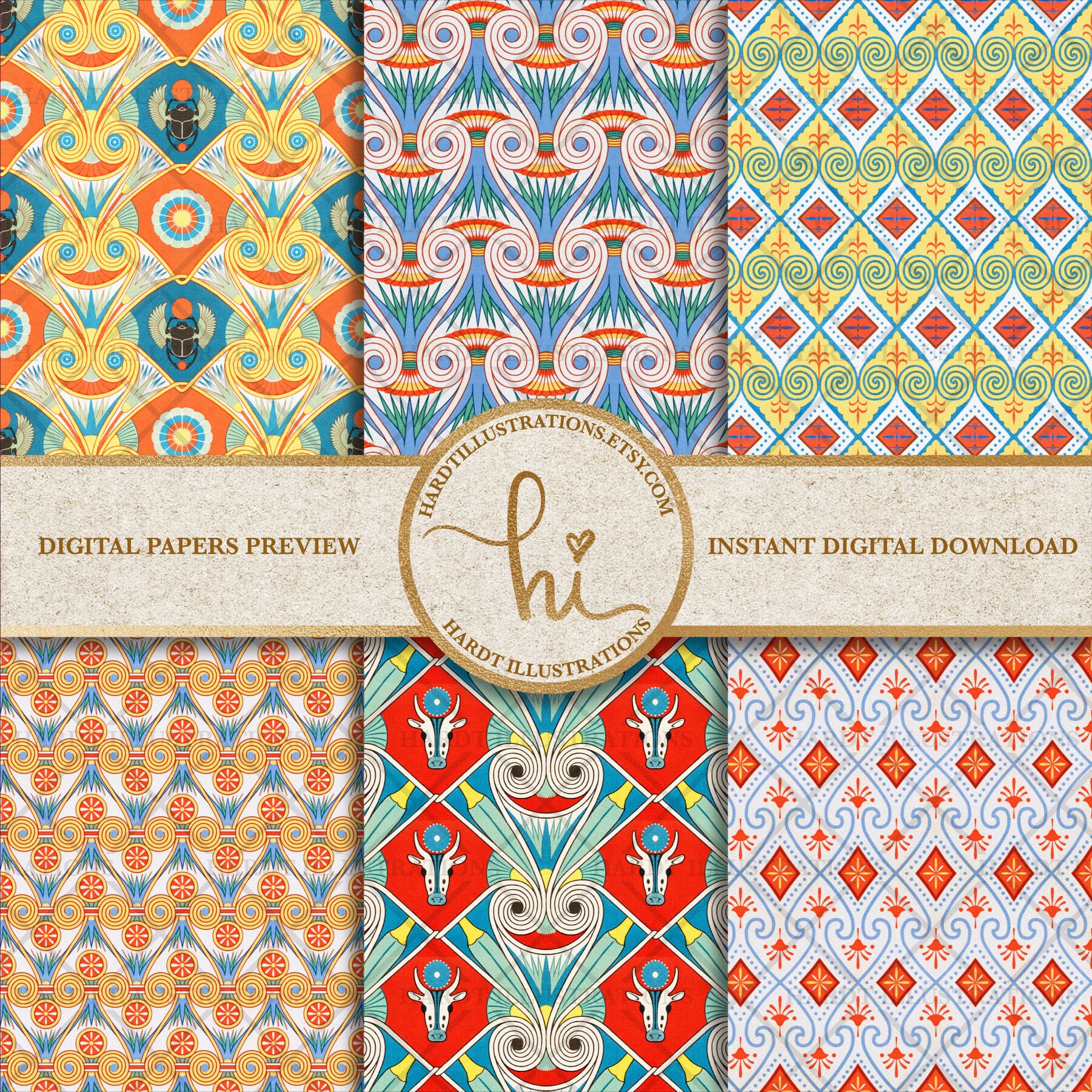 Ancient Egypt Digital Paper Set 2 Antique Egyptian Designs - Etsy