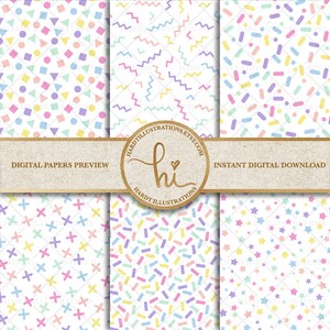 Pastel Rainbow Confetti Digital Paper, Confetti Background, Birthday ...