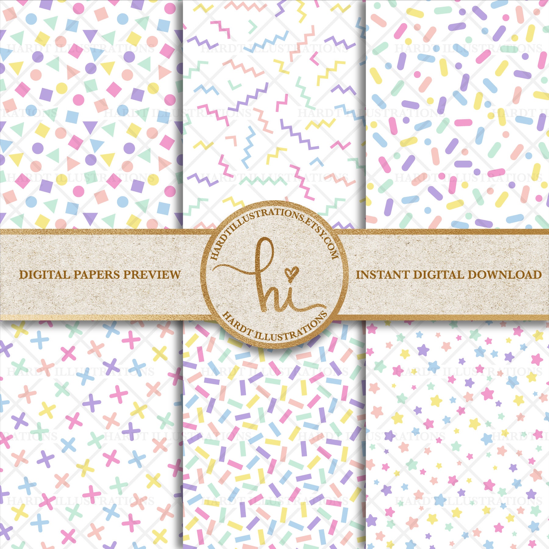 Pastel Rainbow Confetti Digital Paper Confetti Background - Etsy