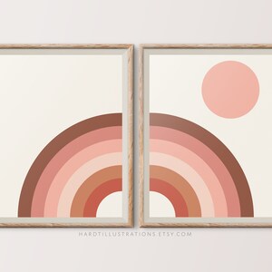 Mid Century Modern Rainbow Art Prints, Set of 2 PRINTABLE Wall Art ...