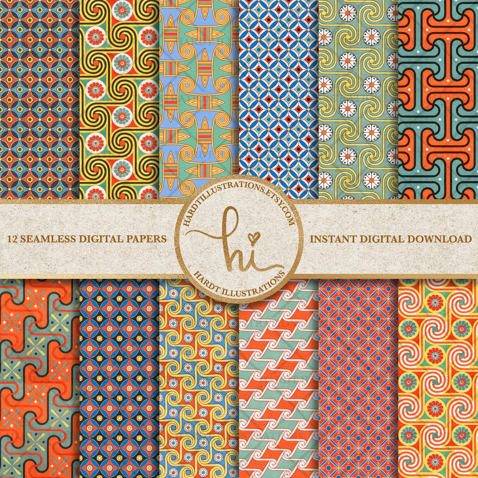 Ancient Egypt Digital Paper Set 3 Antique Egyptian Designs | Etsy