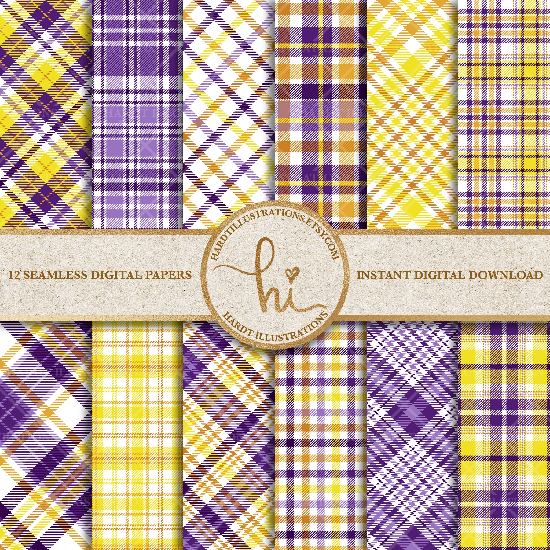 Pansy Plaid Digital Paper Purple & Yellow Plaid Digital - Etsy