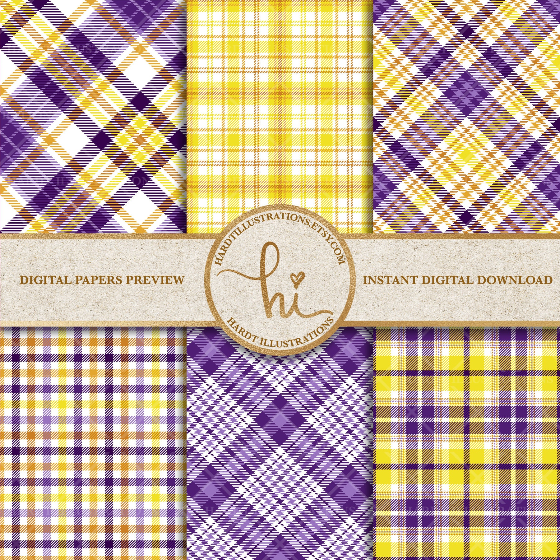 Pansy Plaid Digital Paper Purple & Yellow Plaid Digital - Etsy