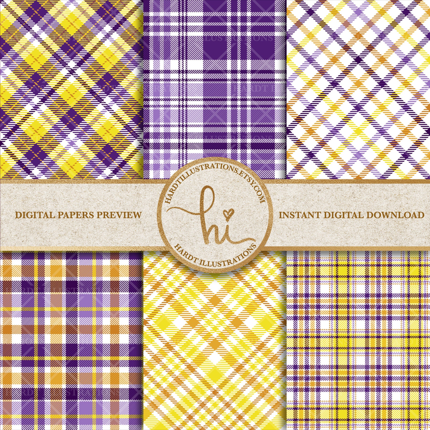 Pansy Plaid Digital Paper Purple & Yellow Plaid Digital - Etsy