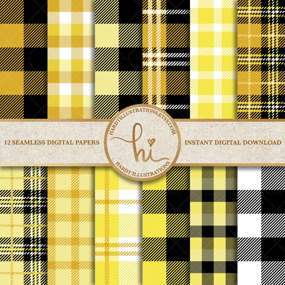 Yellow Buffalo Plaid Digital Paper, Buffalo Check Design, Lumberjack ...