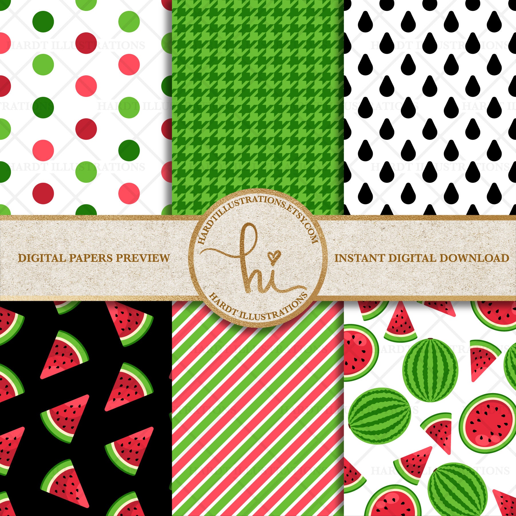 Watermelon Digital Paper Watermelon Patterns Fruit Digital | Etsy