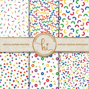 Rainbow Confetti Digital Paper, Confetti Background, Birthday Party ...