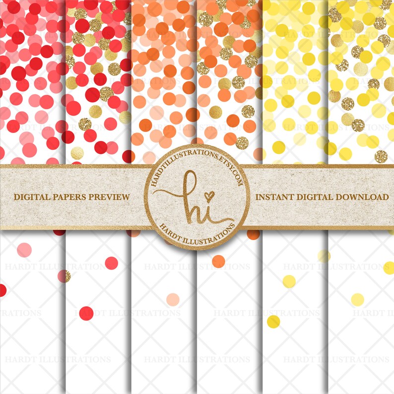 Rainbow Confetti Digital Paper Falling Confetti Background - Etsy