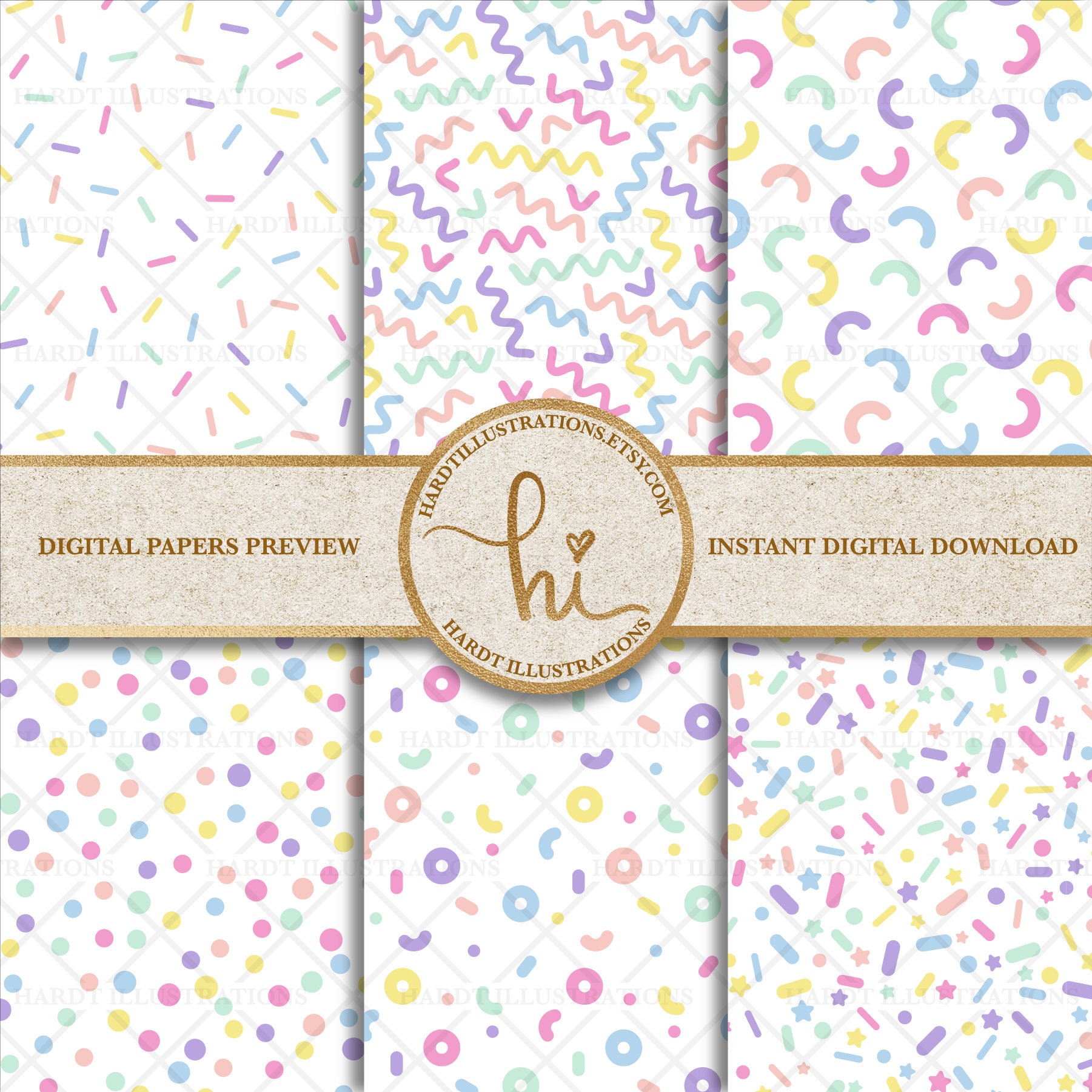 Pastel Rainbow Confetti Digital Paper Confetti Background - Etsy