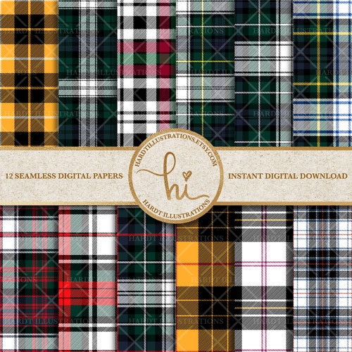 Weathered Tartan Digital Paper Plaid Check Pattern Scottish - Etsy
