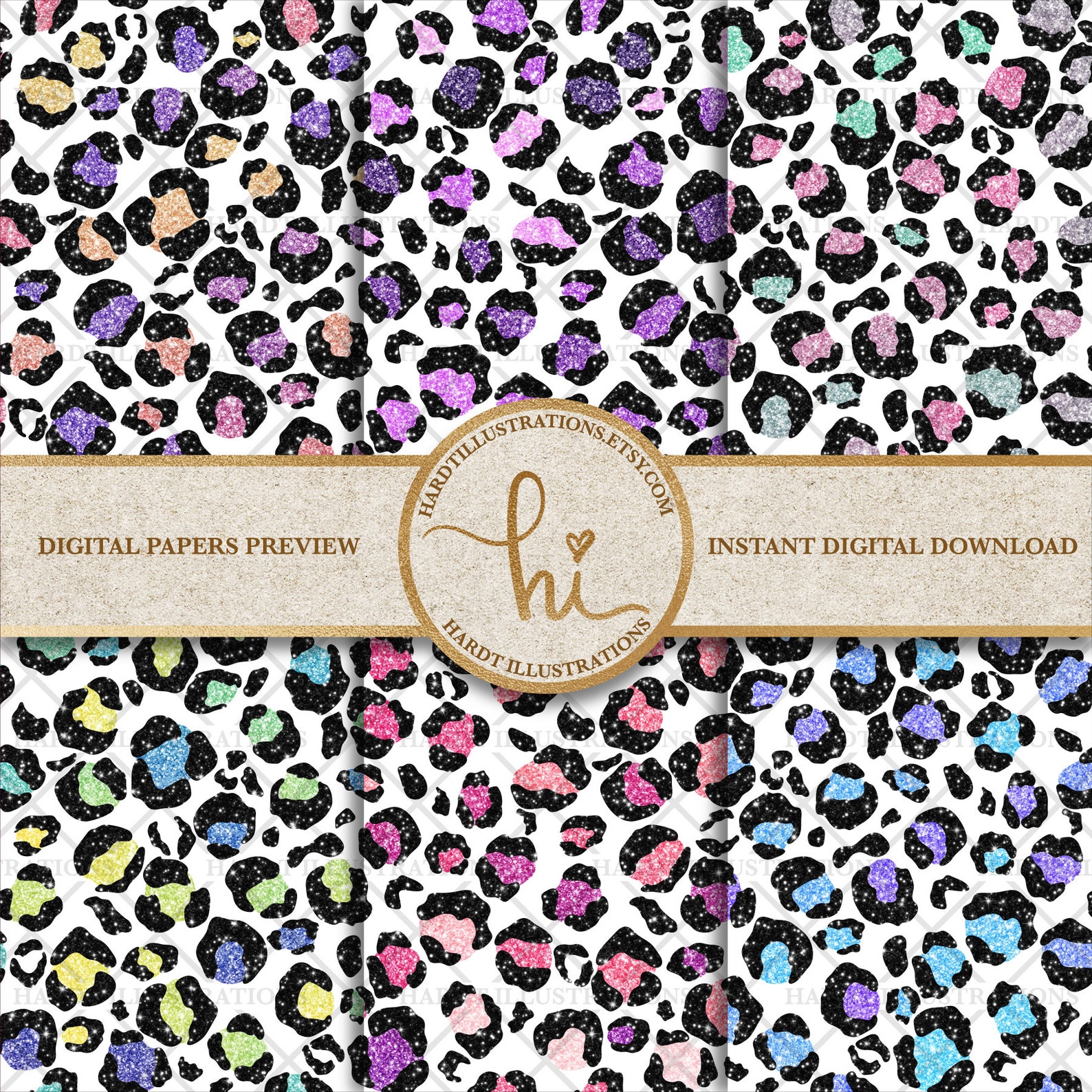 Glitter Leopard Print Digital Paper Rainbow Leopard Print - Etsy UK