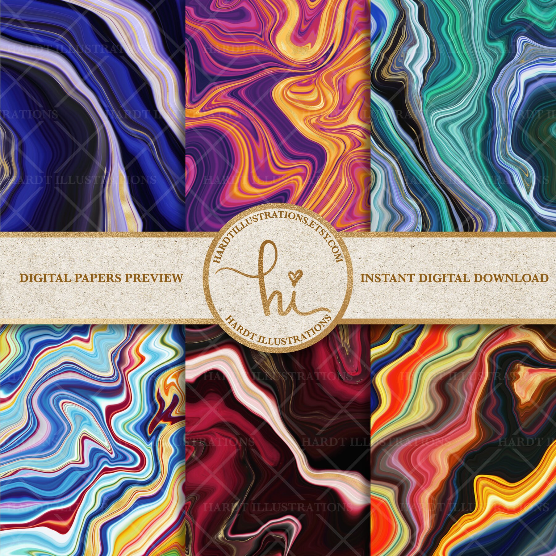 Colorful Swirls Digital Paper Liquid Marble Digital Paper | Etsy