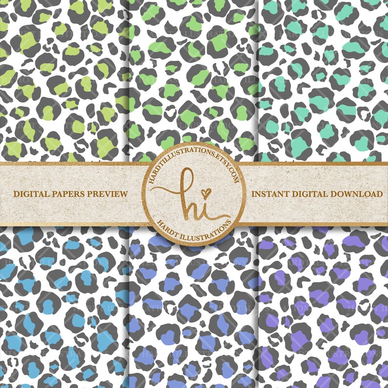 Leopard Print Digital Paper Pastel Rainbow Spots Tropical - Etsy
