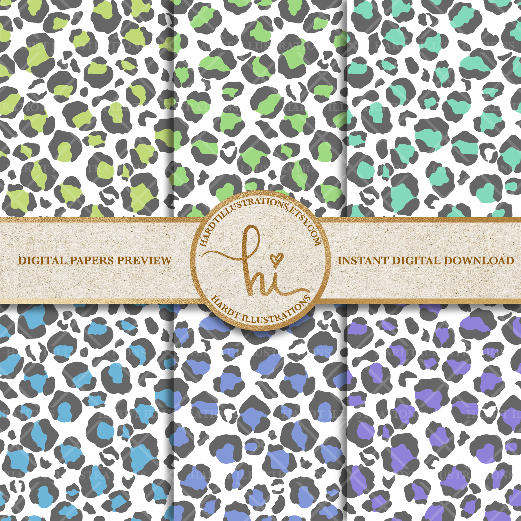Leopard Print Digital Paper Pastel Rainbow Spots Tropical - Etsy