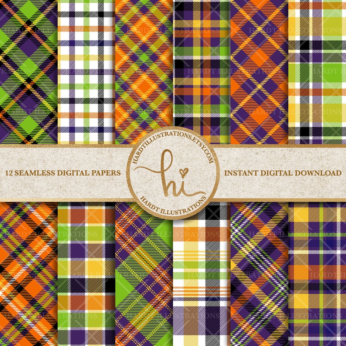 Halloween Plaid Digital Paper Spooky Harvest Digital Paper - Etsy