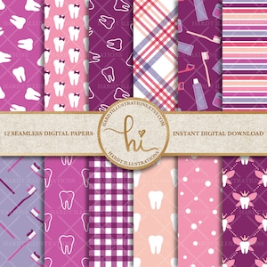 Pink Dental Digital Paper, Teeth Digital Paper, Tooth Fairy Design ...
