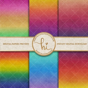Rainbow Ombre Watercolor Digital Paper, Rainbow Gradient Design, Sunset ...
