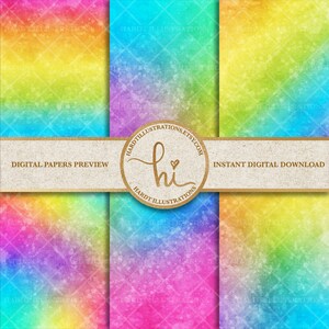 Bright Rainbow Watercolor Digital Paper, Ombre Gradient Digital Paper ...