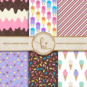 Ice Cream Digital Paper, Popsicle Digital Paper, Sprinkles Digital ...