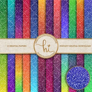 Ombre Glitter Digital Paper, Gradient Glitter Background, Colorful ...