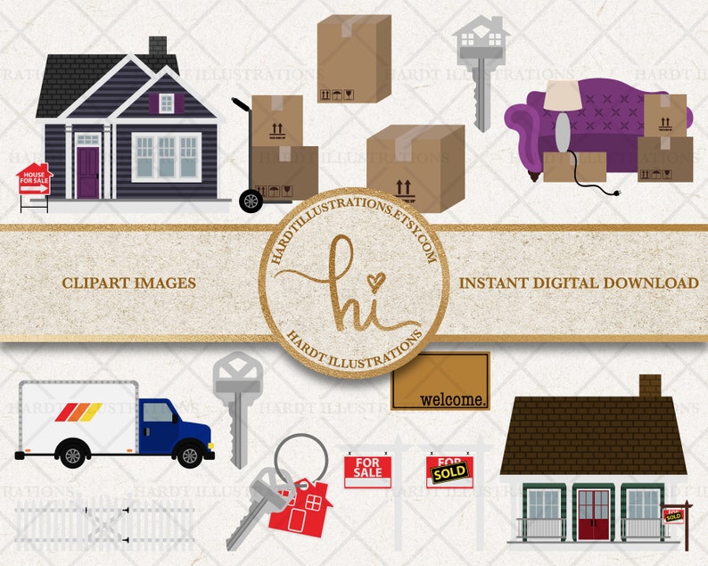 Moving Day Clipart Moving Clipart Real Estate Clipart House | Etsy
