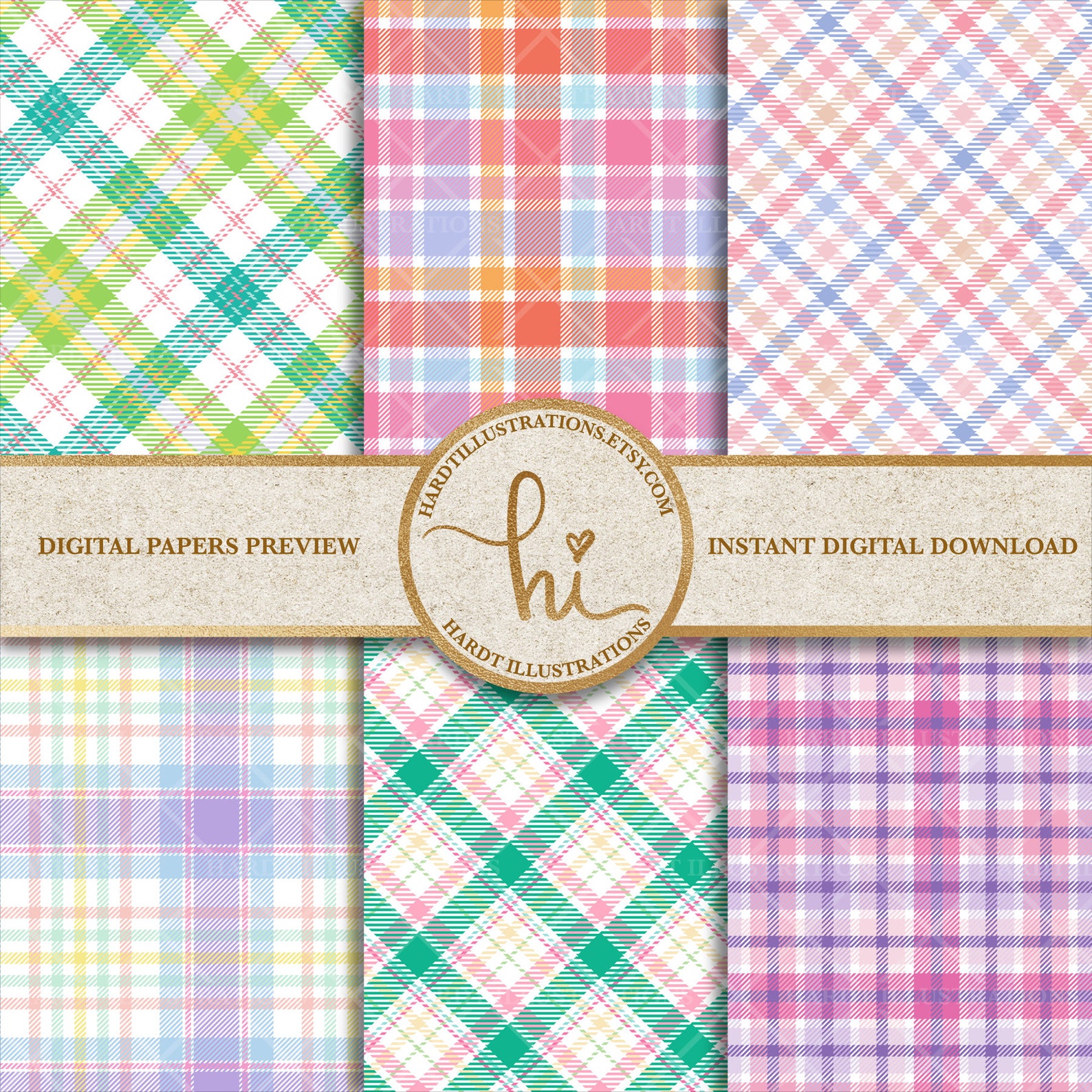 Spring Plaid Digital Paper Pastel Plaid Digital Paper | Etsy