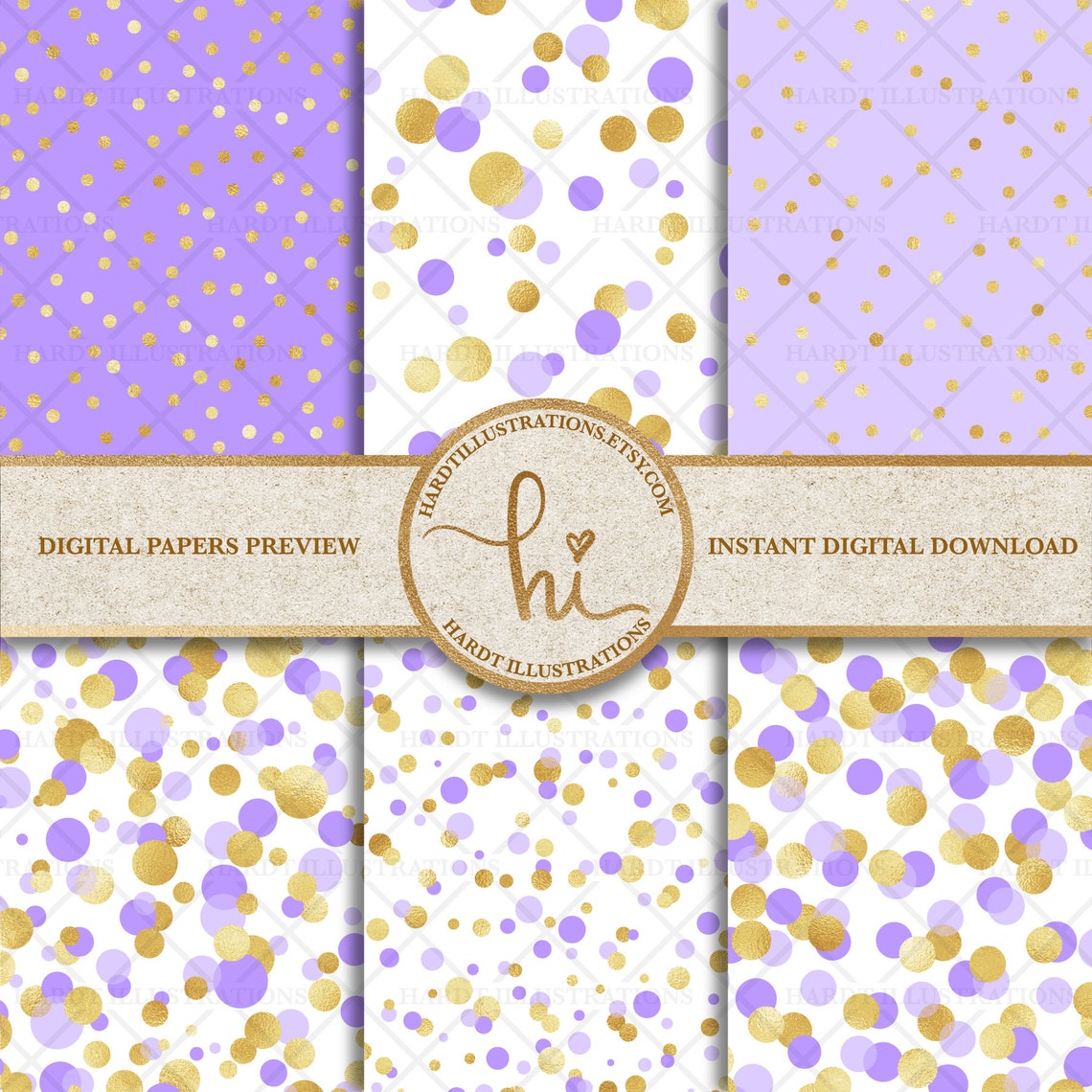 Purple & Gold Confetti Digital Paper Confetti Background - Etsy