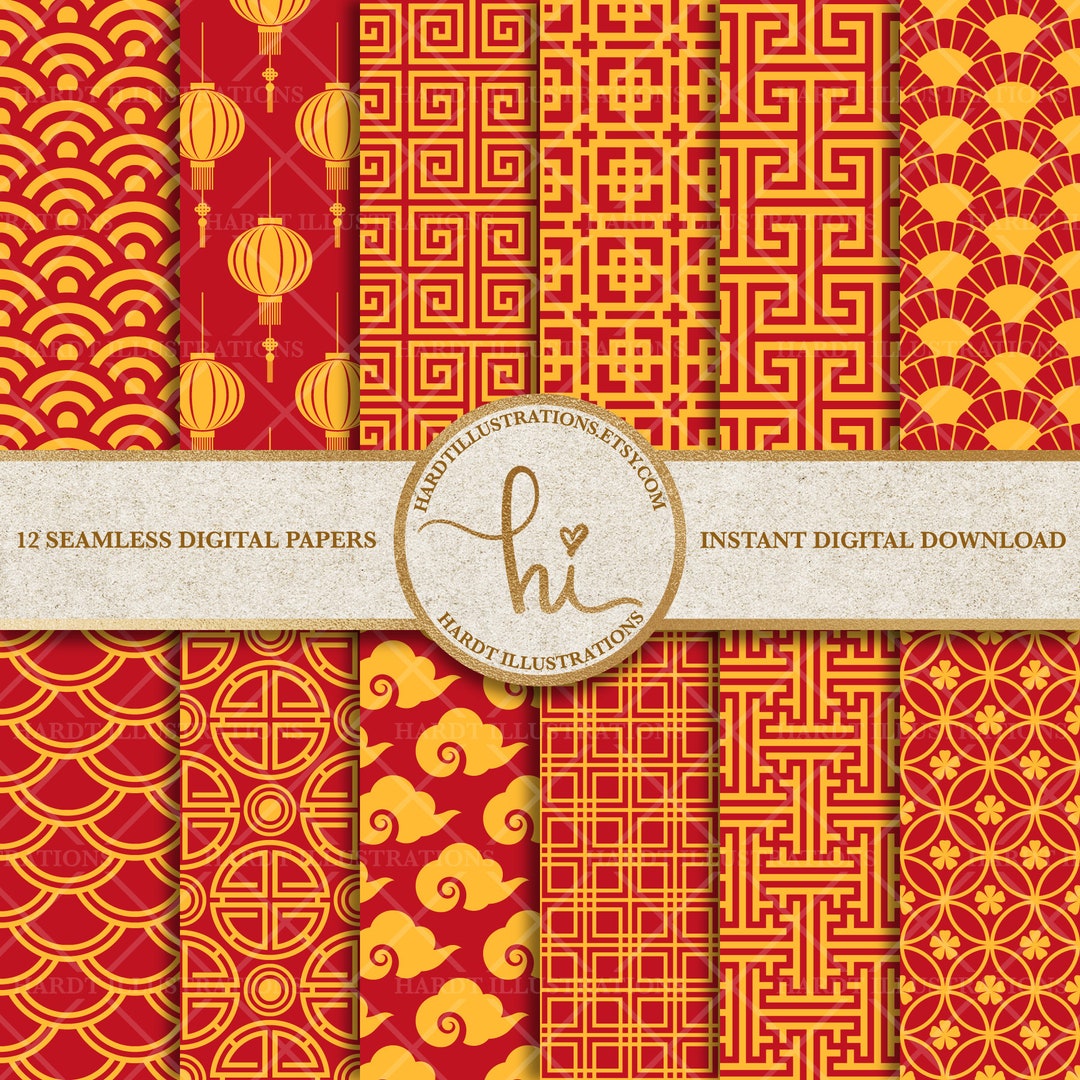 Lunar New Year Digital Paper, Chinese New Year Digital Paper, China ...