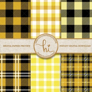 Yellow Buffalo Plaid Digital Paper, Buffalo Check Design, Lumberjack ...
