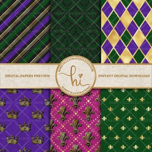 Mardi Gras Digital Paper, Fat Tuesday Digital Paper, Fleur De Lis ...