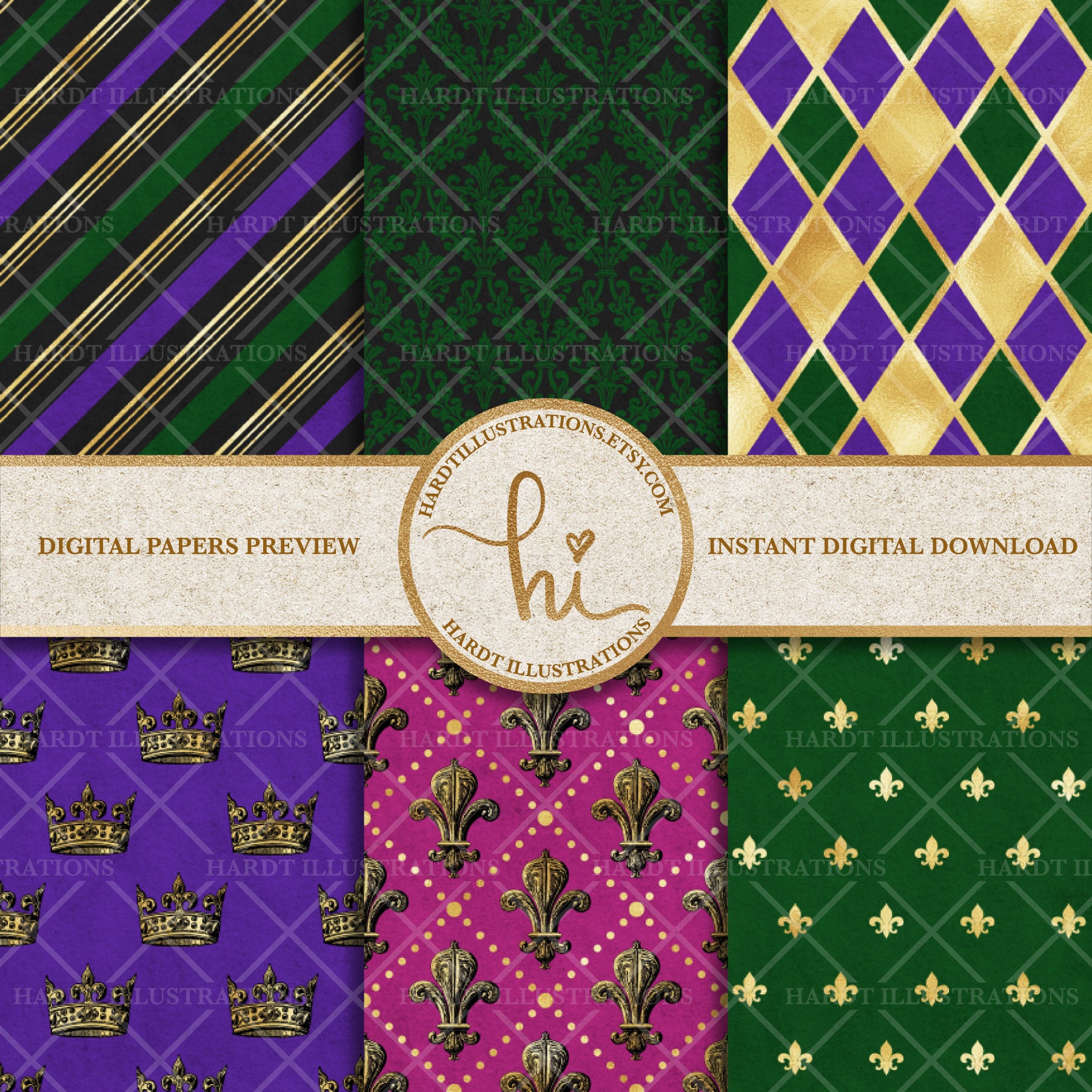 Mardi Gras Digital Paper Fat Tuesday Digital Paper Fleur De - Etsy
