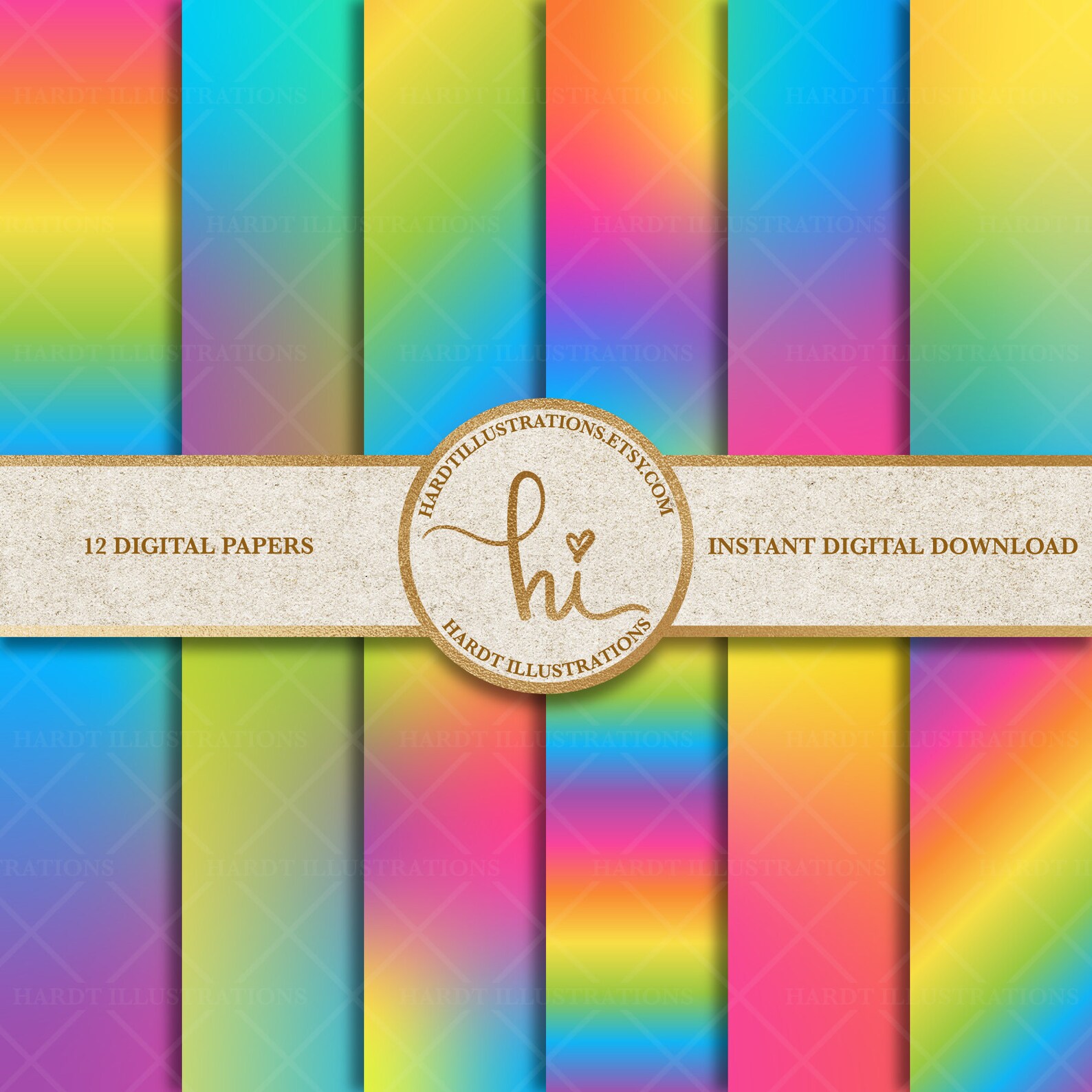 Bright Rainbow Gradient Digital Paper Ombre Gradient Digital - Etsy
