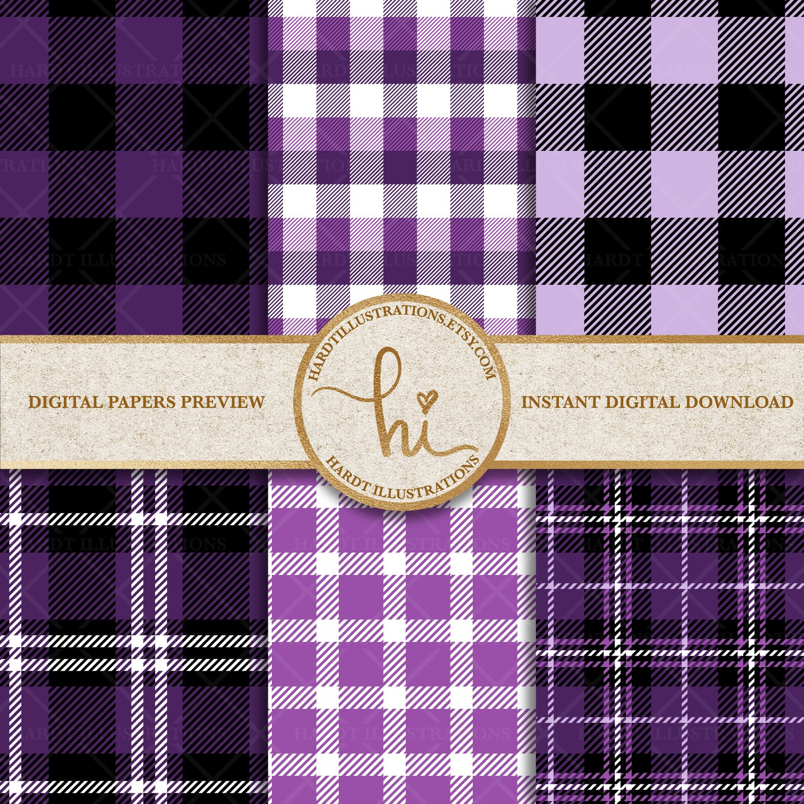 Purple Buffalo Plaid Digital Paper Buffalo Check Design - Etsy