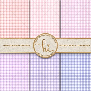 Pastel Gingham Digital Paper, Rainbow Gingham Fabric Design, Small ...
