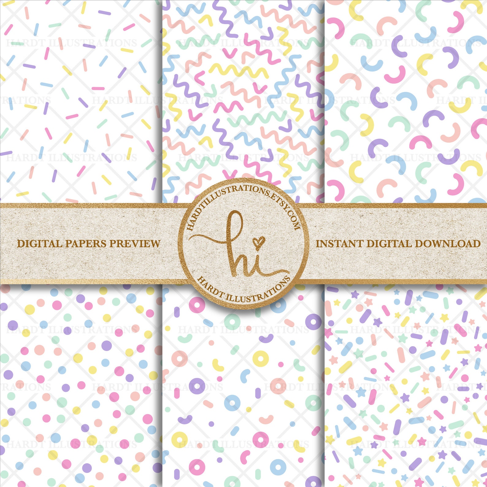 Pastel Rainbow Confetti Digital Paper Confetti Background - Etsy