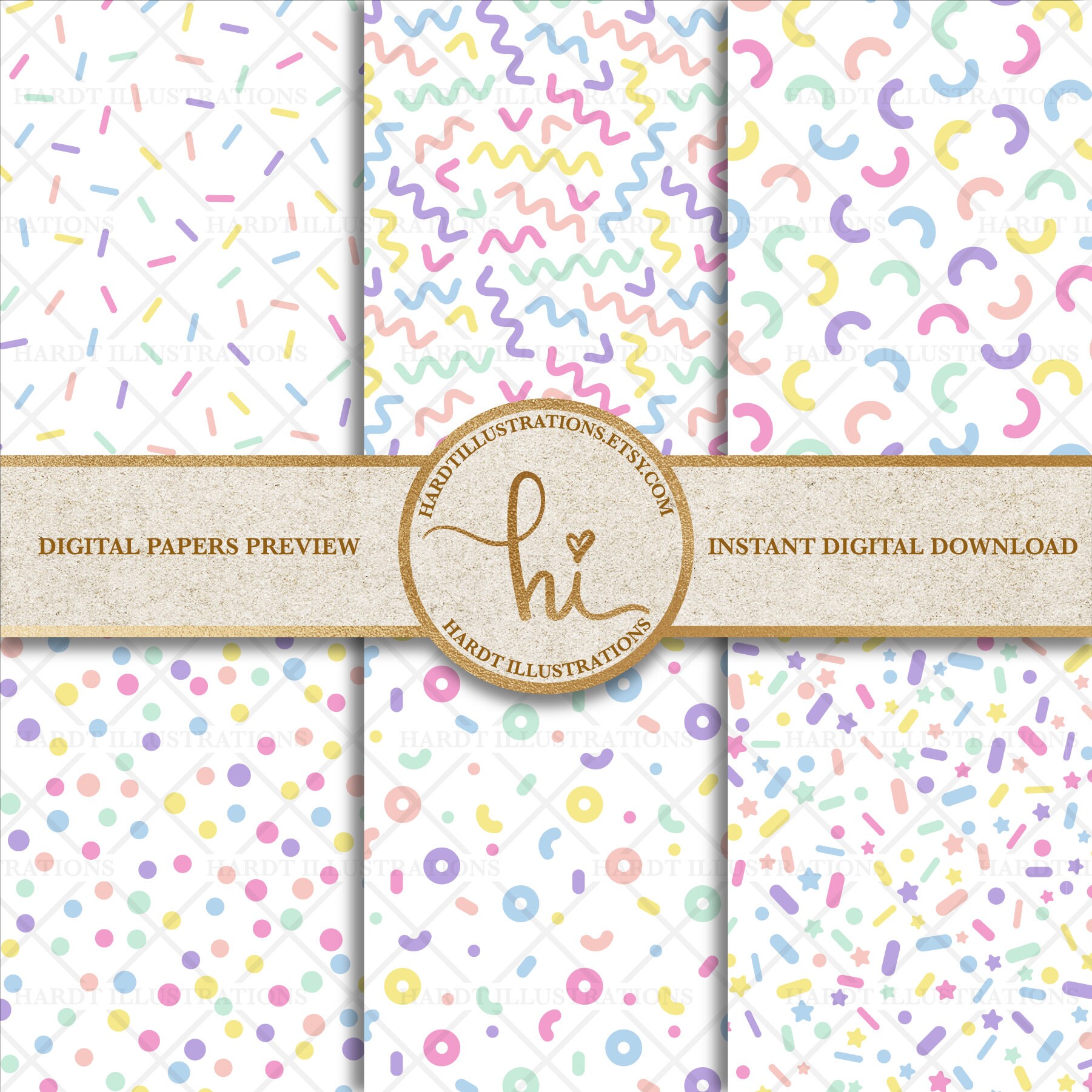 Pastel Rainbow Confetti Digital Paper Confetti Background - Etsy