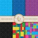 Building Blocks Digital Paper, Toy Bricks Digital Paper, Rainbow ...