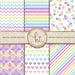 Pastel Rainbow Digital Paper, Colorful Rainbow Pattern, Geometric ...