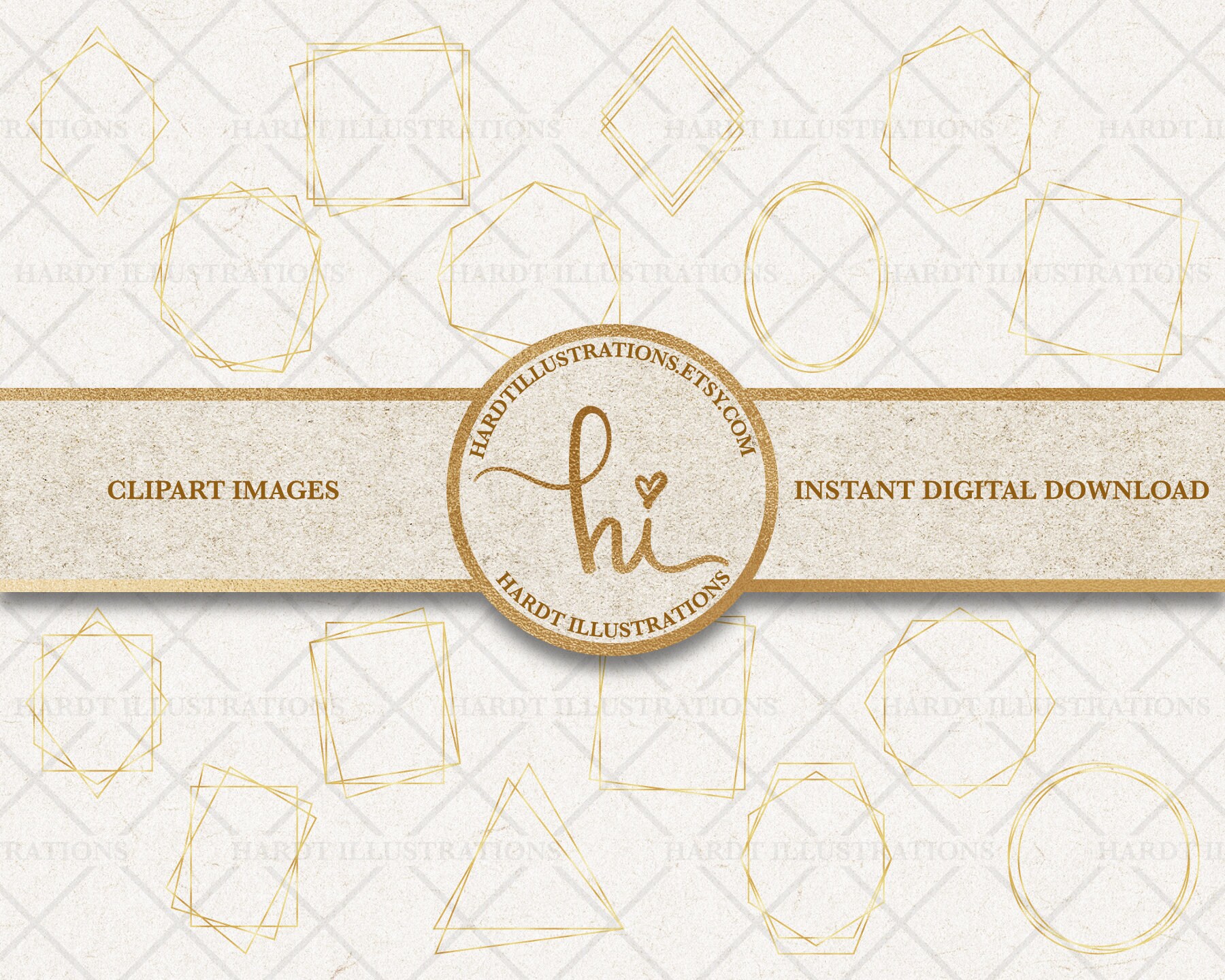 Gold Geometric Frame Clipart Polygonal Frames Clipart DIY - Etsy