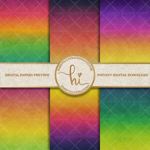 Rainbow Ombre Watercolor Digital Paper, Rainbow Gradient Design, Sunset ...
