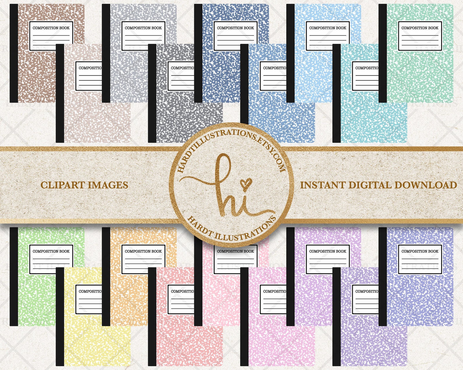 Pastel Composition Notebook Clip Art Composition Book - Etsy
