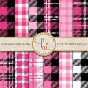 Pink Buffalo Plaid Digital Paper, Buffalo Check Design, Valentine's Day ...