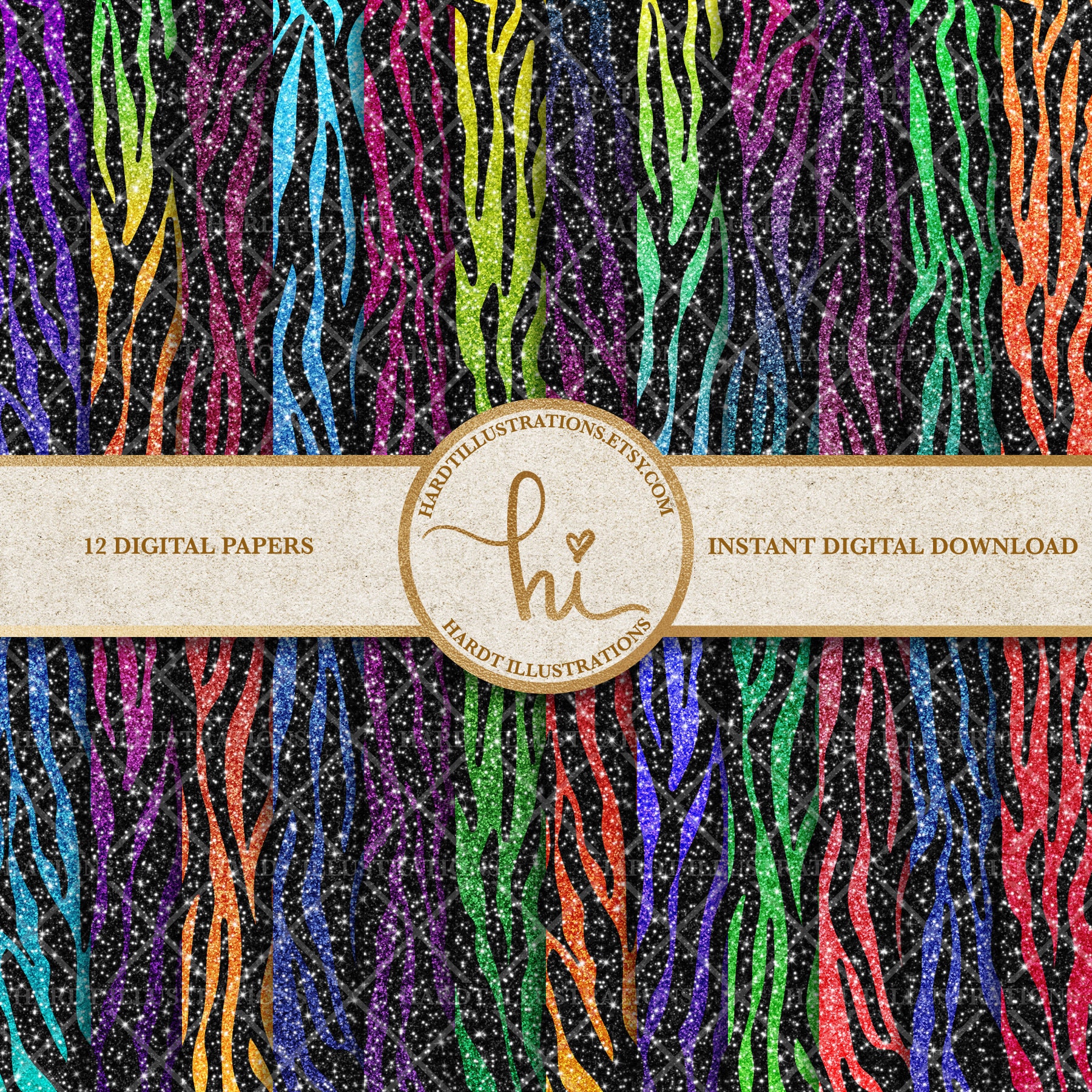 Glitter Zebra Stripes Digital Paper Funky Animal Print | Etsy