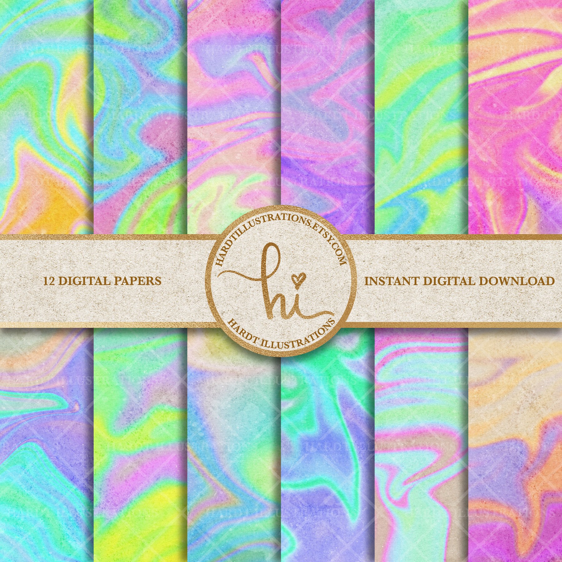 Tropical Rainbow Swirls Watercolor Digital Paper Abstract | Etsy