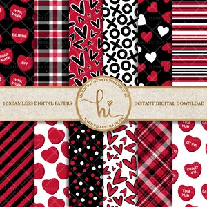 Red Candy Heart Digital Paper, Valentine Digital Paper, Conversation ...