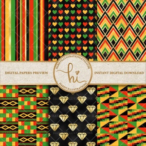 Kwanzaa Digital Paper, Africa Digital Paper, African Kente Cloth ...