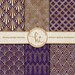 Purple & Gold Foil Art Deco Digital Paper, Geometric Design, Vintage ...